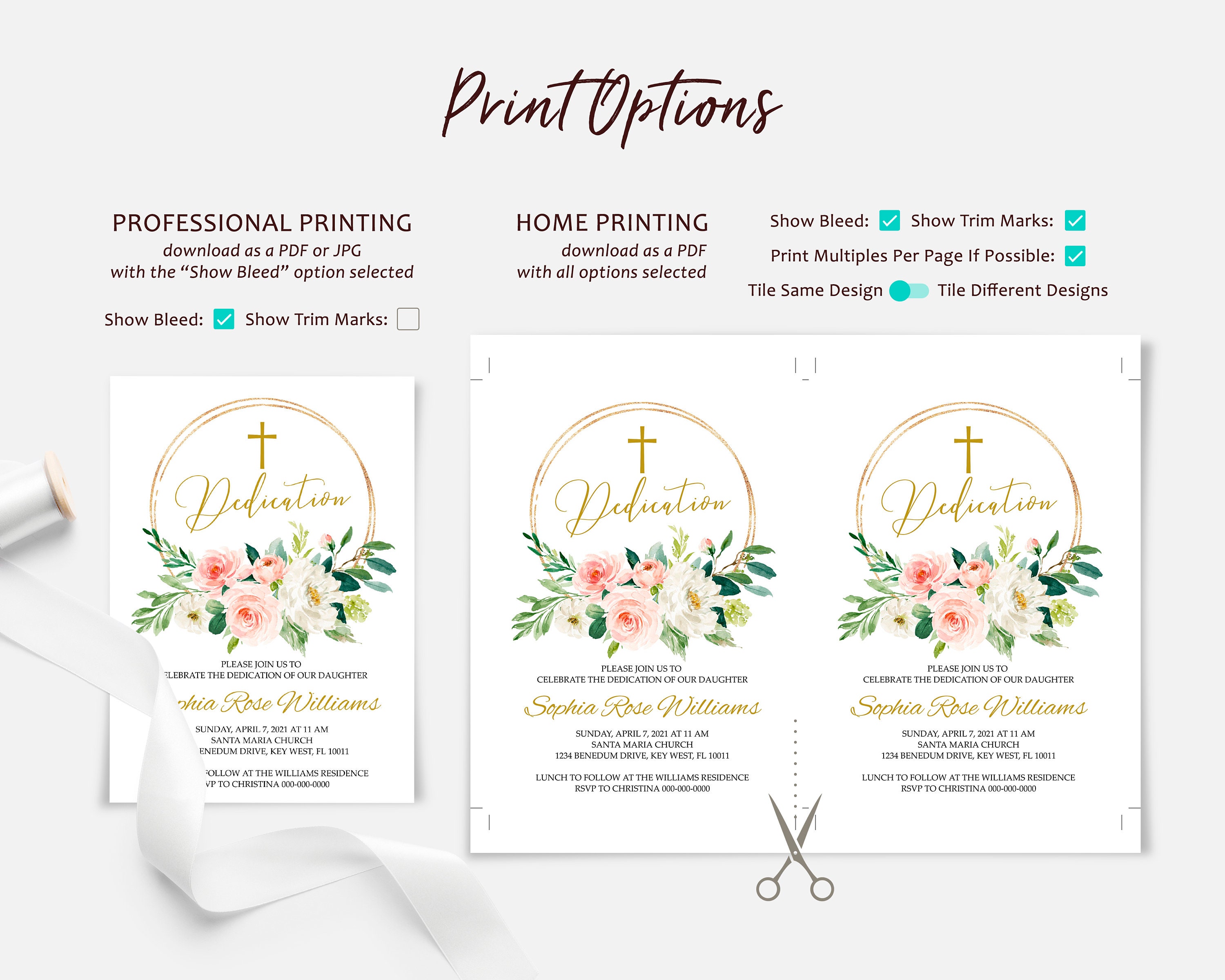 Floral Dedication Invitation EDITABLE Template Printable | Etsy