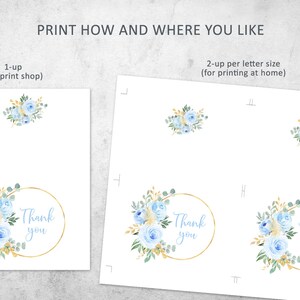 Blue Flower Thank You Card, Printable Thank You Note Card, Boho Thank ...
