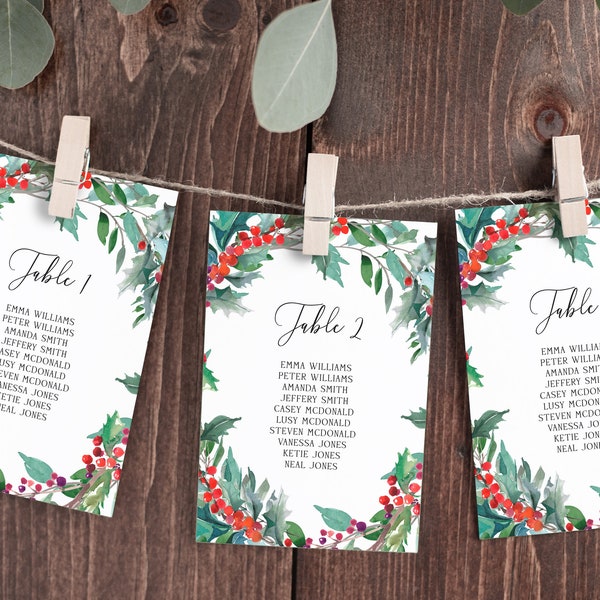 Christmas Table Seating Chart Template - Etsy