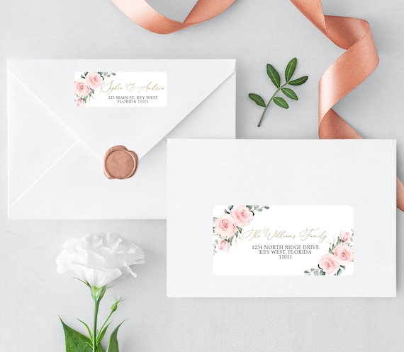 Personalized Address Labels Burgundy Pink Floral Wedding Return Address ...