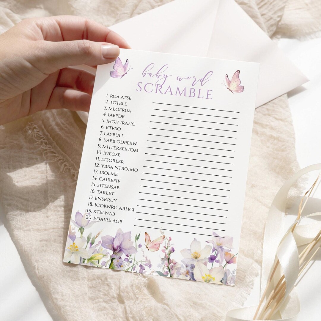 Butterflies Baby Word Scramble Game | EDITABLE Printable Watercolor ...
