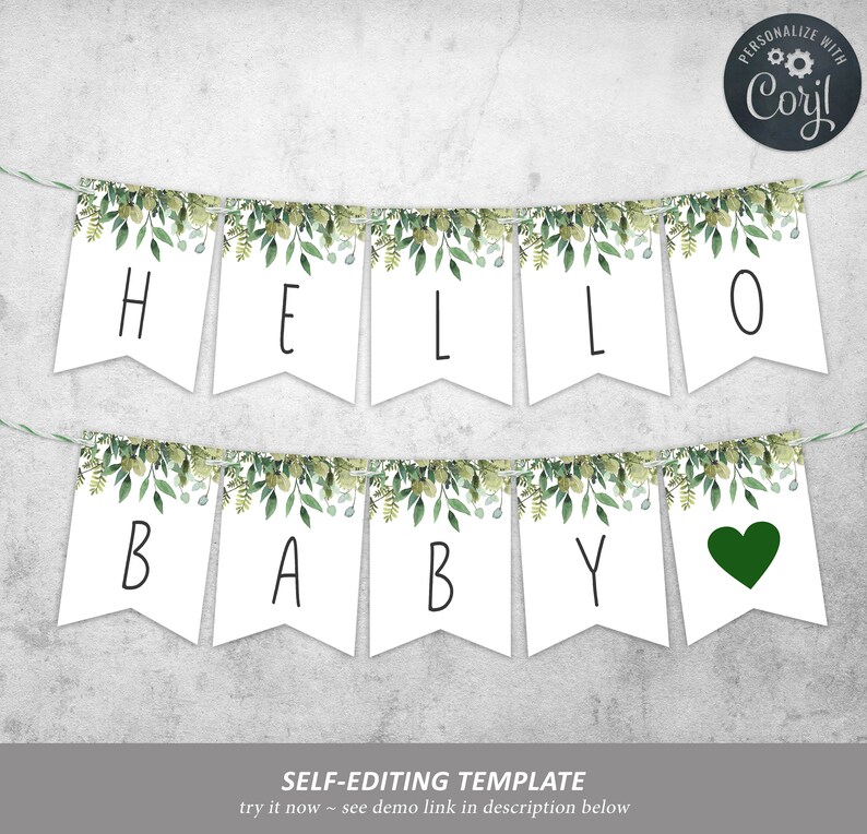 EDITABLE Alphabet Banner Template Greenery Printable Baby - Etsy Canada