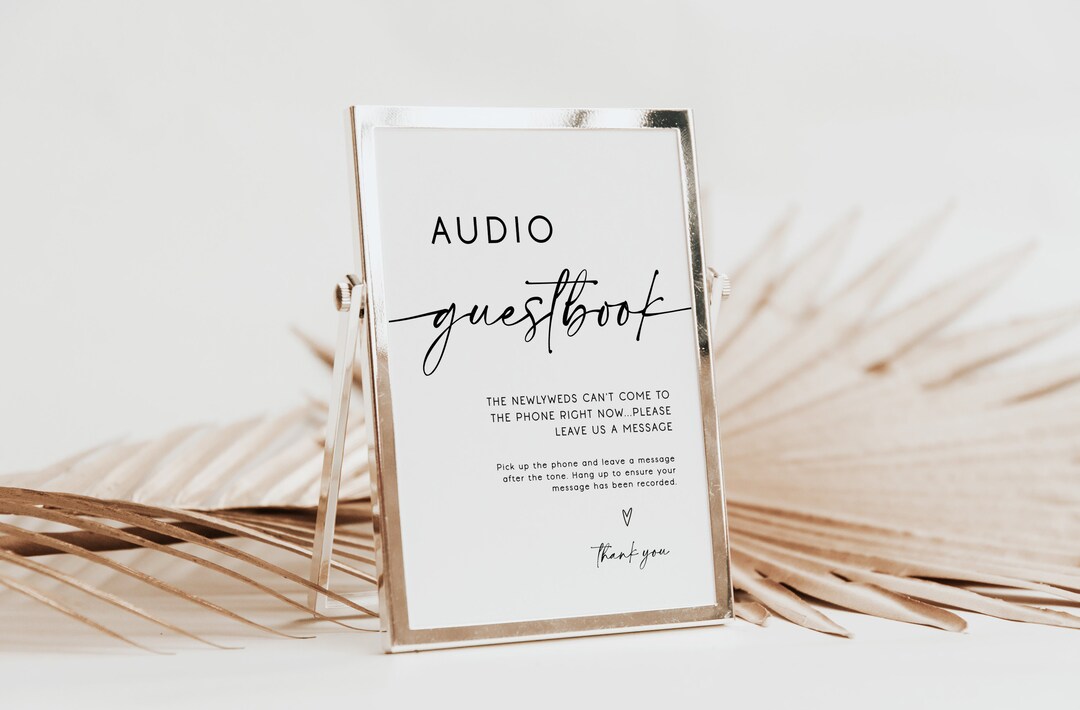 Audio Guestbook Sign, Printable Modern Wedding Phone Message Guest Book ...