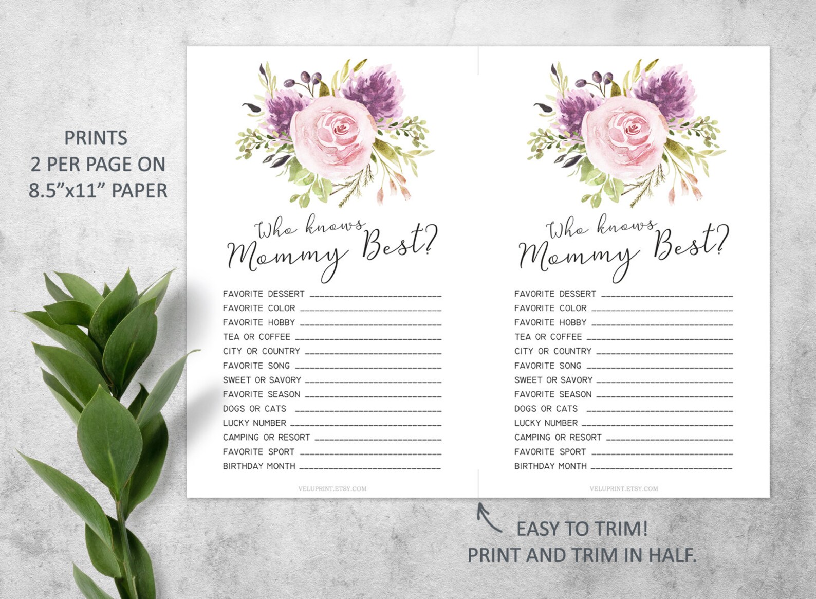 Lavender Baby Shower Games Bundle Purple Floral Game Set | Etsy