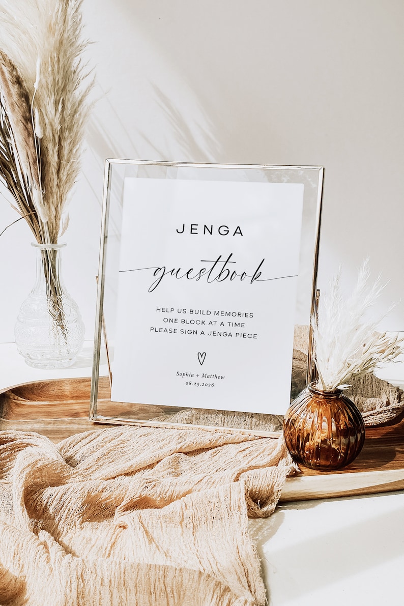 Minimalist Wedding Jenga Guestbook Sign: Modern Calligraphy (printable ...