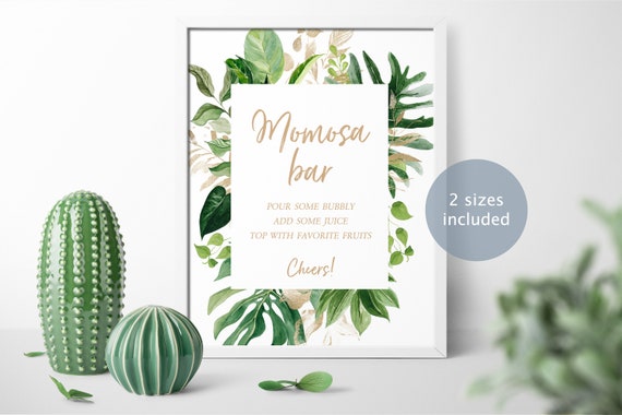Momosa Bar Sign Printable Greenery Mom-osa Bar Template | Etsy