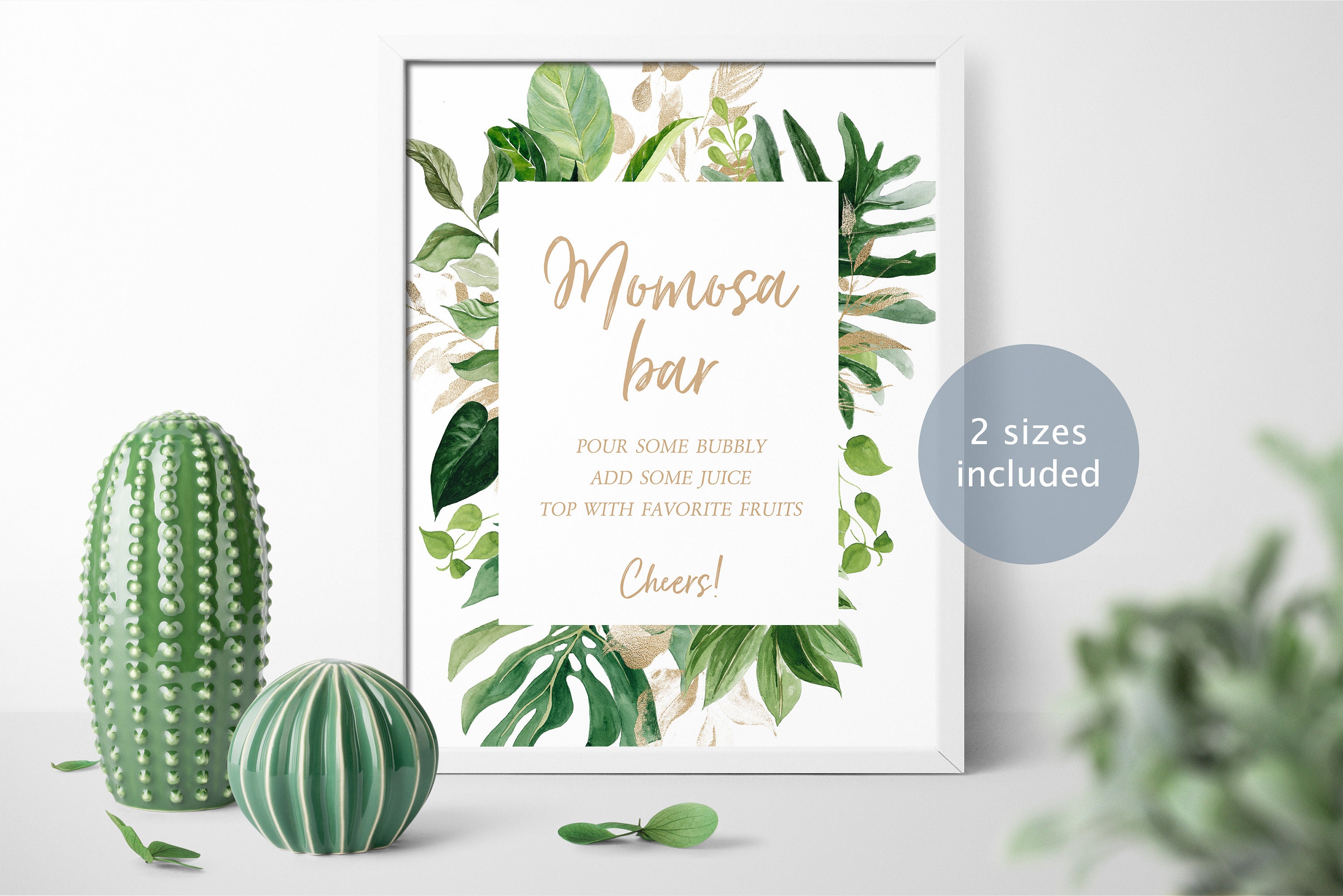 Momosa Bar Sign Printable Greenery Mom-osa Bar Template | Etsy