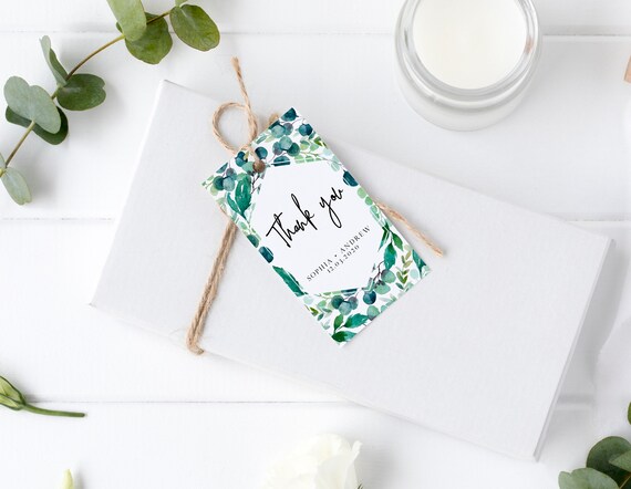 Eucalyptus Thank You Tag Template EDITABLE Green Leaf Favor - Etsy