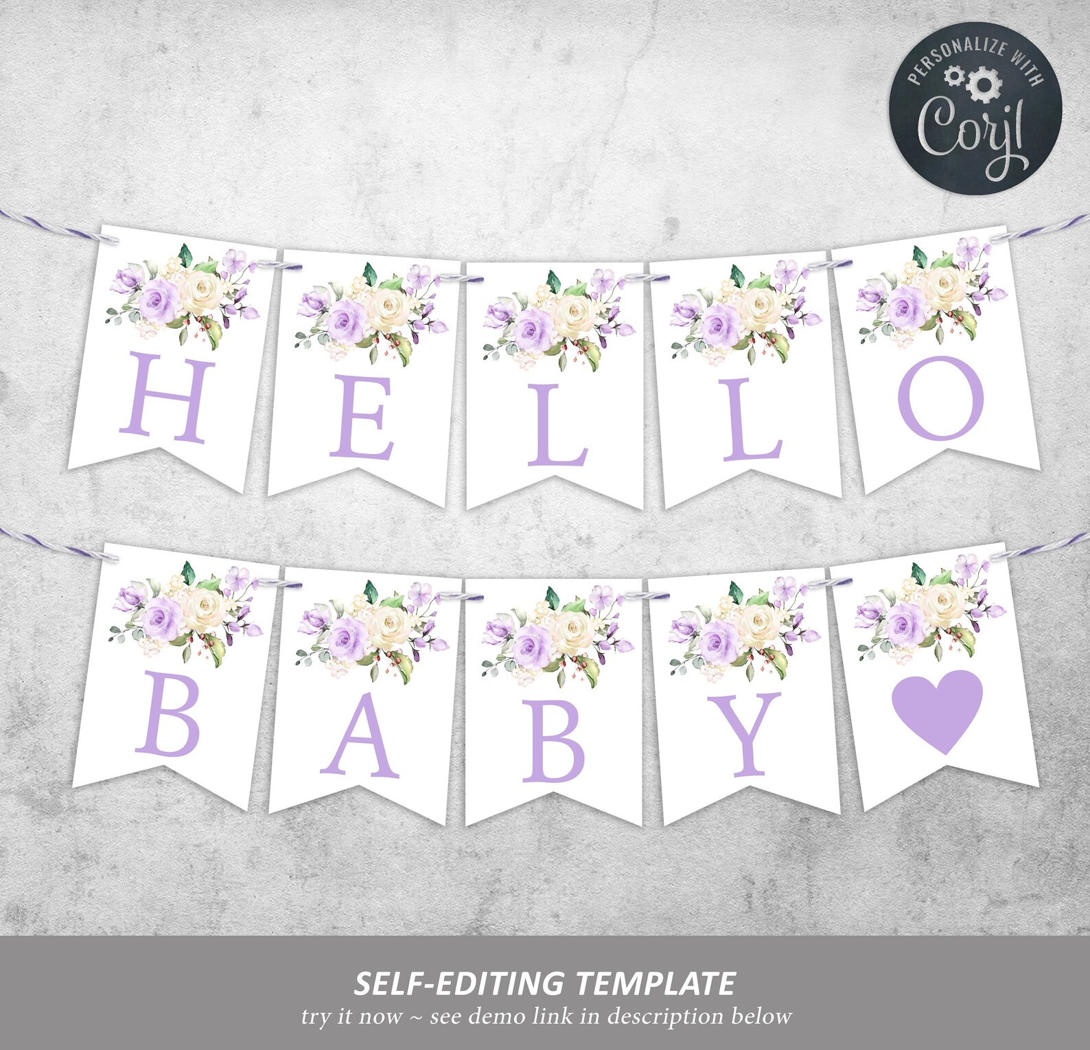Editable Lavender Alphabet Banner Template Printable Baby - Etsy