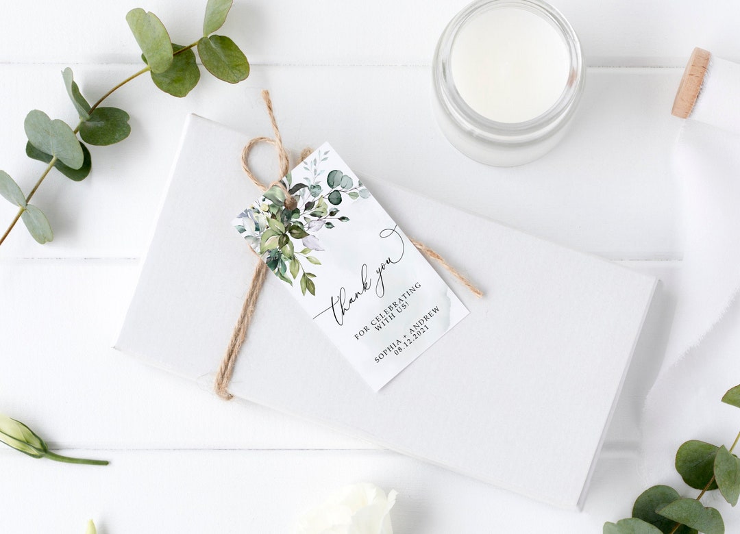 Eucalyptus Wedding Favor Tag: Greenery Thank You Template (2x3.5") - Etsy
