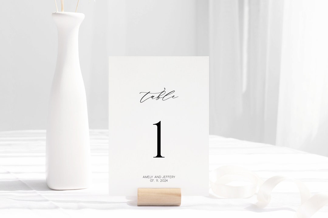 Modern Wedding Table Numbers, EDITABLE Calligraphy Printable Table ...
