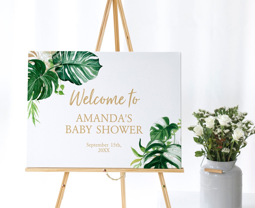 Tropical Welcome Sign, EDITABLE Printable Large Wedding Poster ...