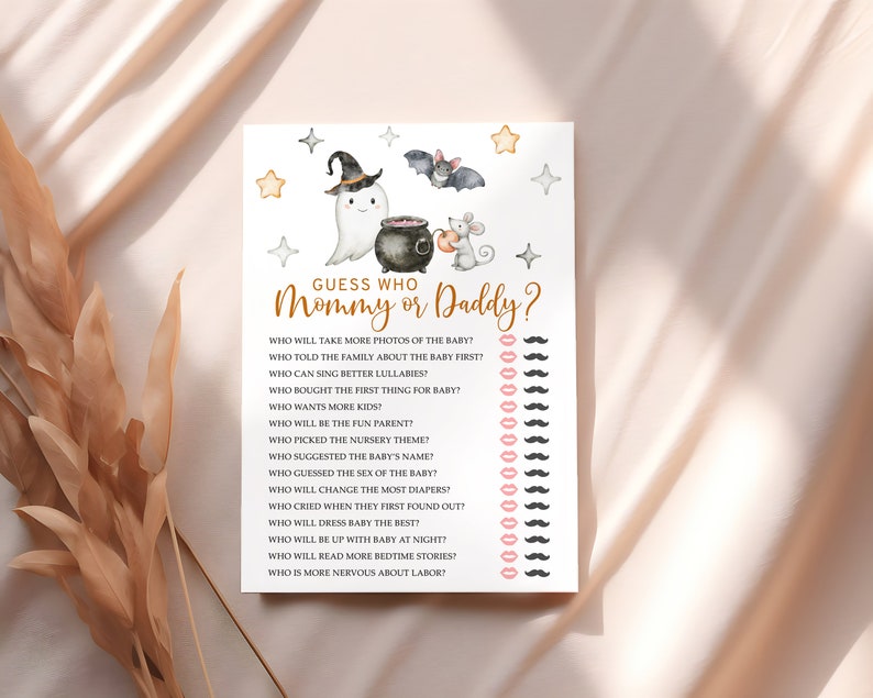 Halloween Baby Shower Game: Guess Who Mommy or Daddy (EDITABLE ...