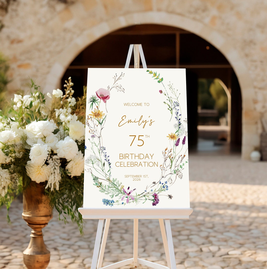 Wildflower Birthday Welcome Sign Editable Boho Wild Flowers Birthday ...