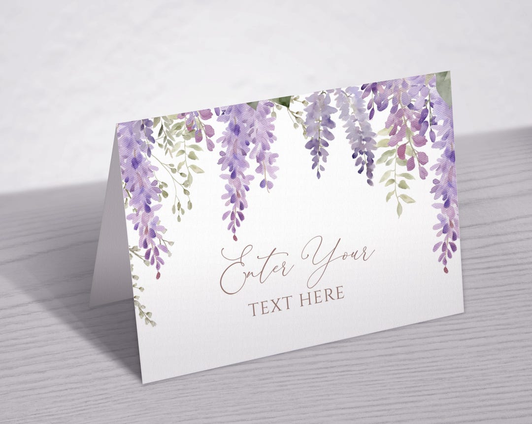 Elegant Purple Wisteria Buffet Card | Editable Printable Violet Floral ...