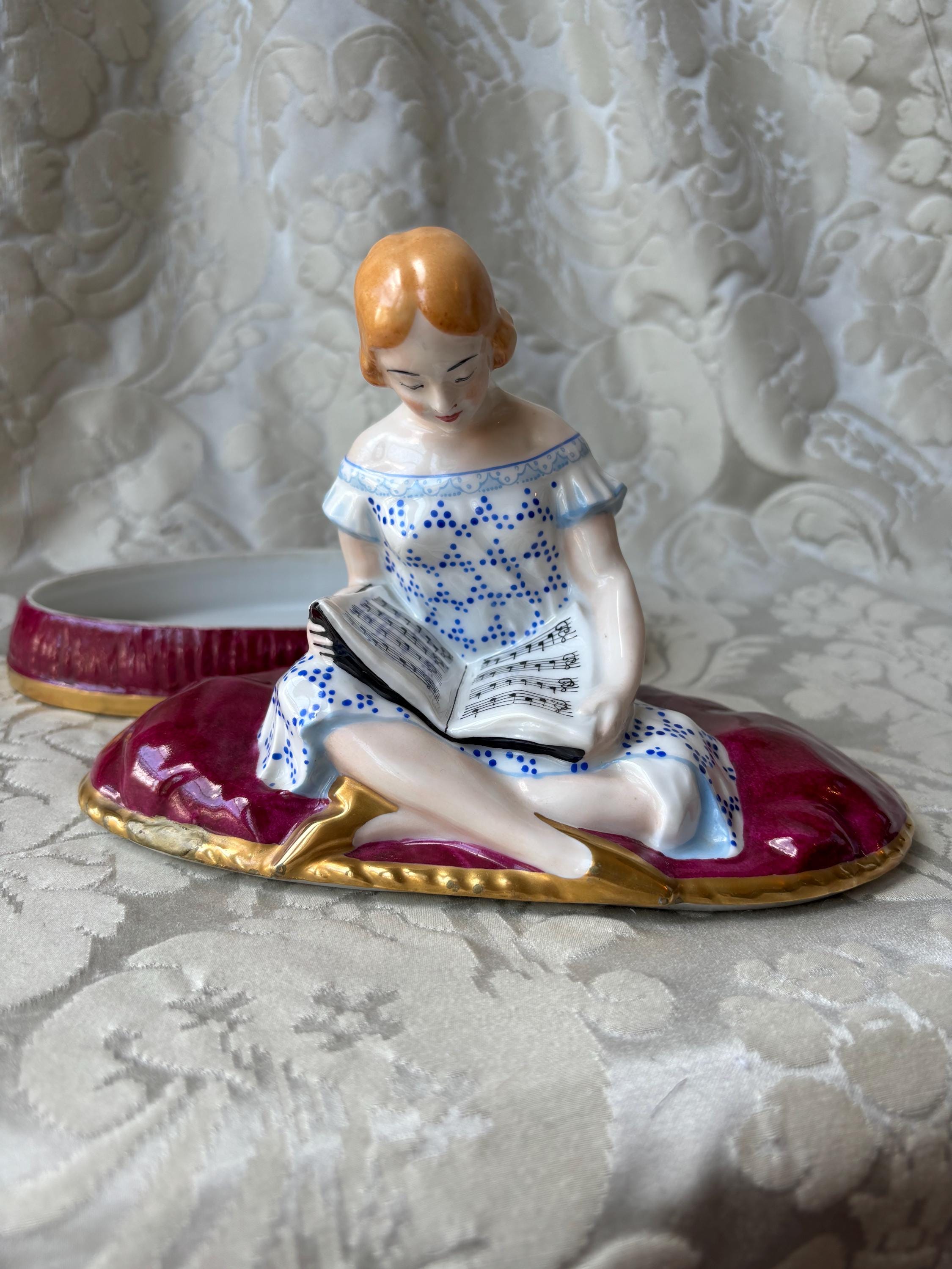 Exceptionnal French Limoges Art Deco Porcelain Box/1920/ Powder Box ...