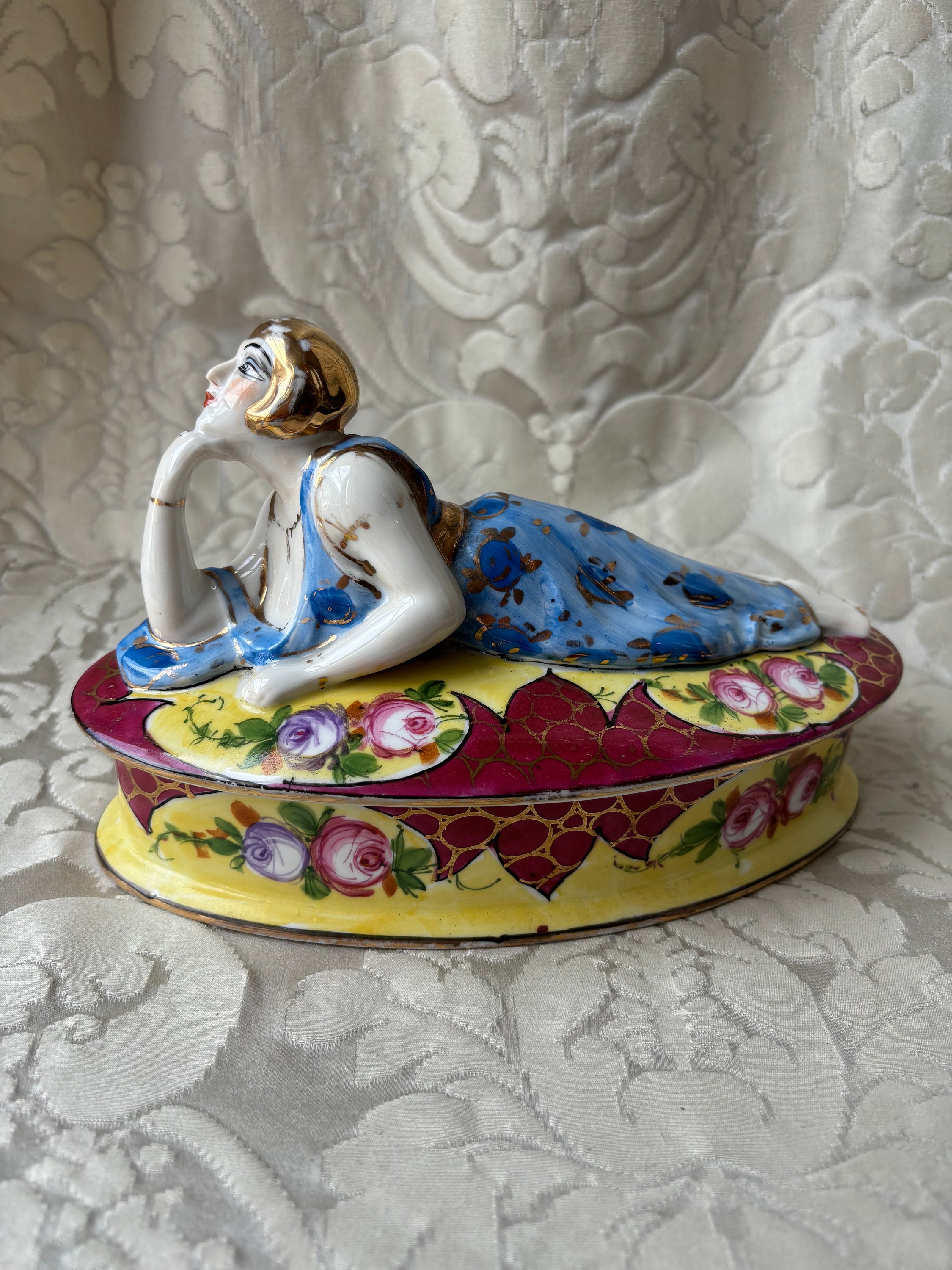 Exceptionnal French Limoges Art Deco Porcelain Box/1920/ Powder Box ...