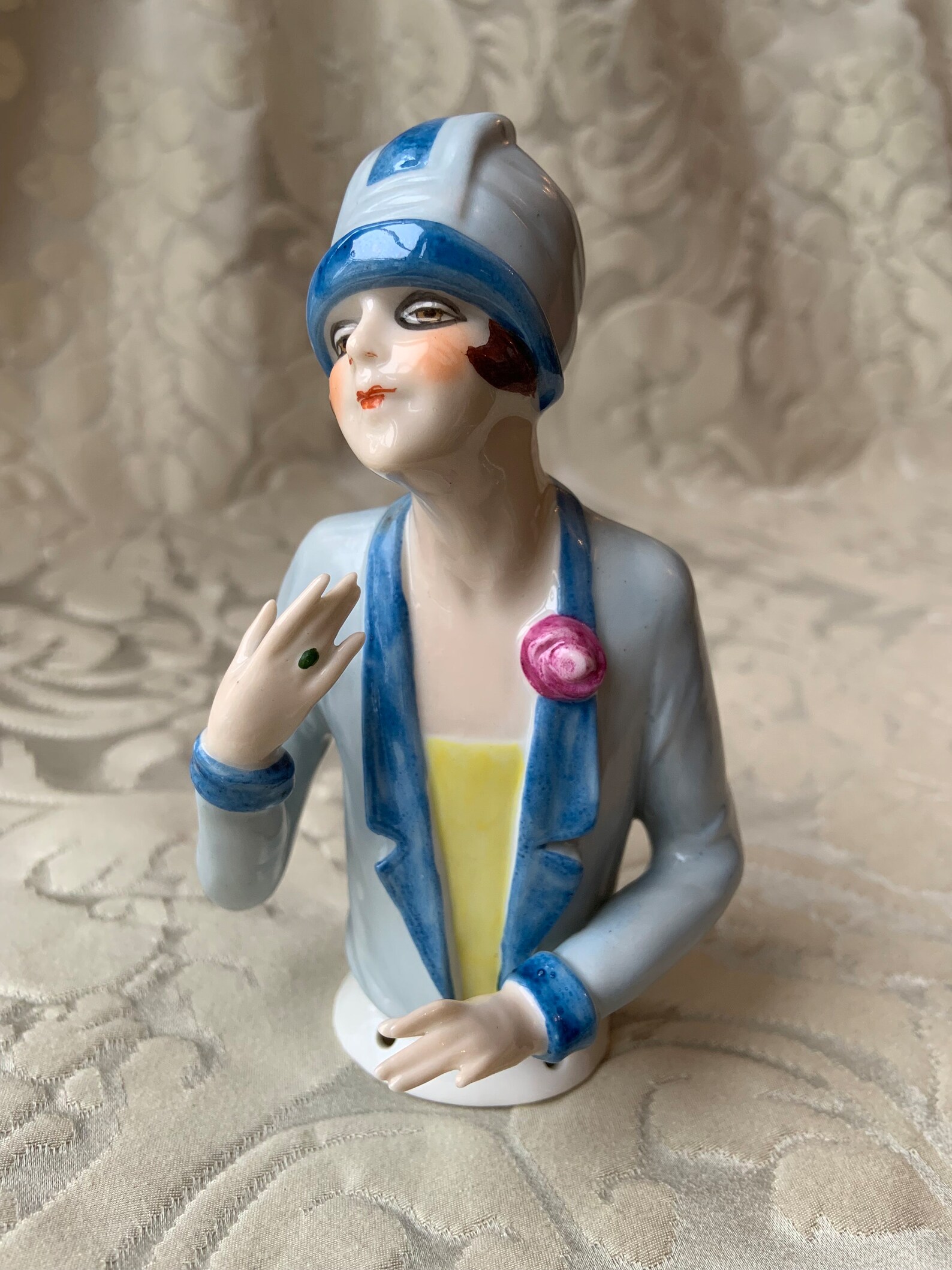 Exceptionnal , Large and Rare Art Deco Flapper Half Doll/demi-figurine ...