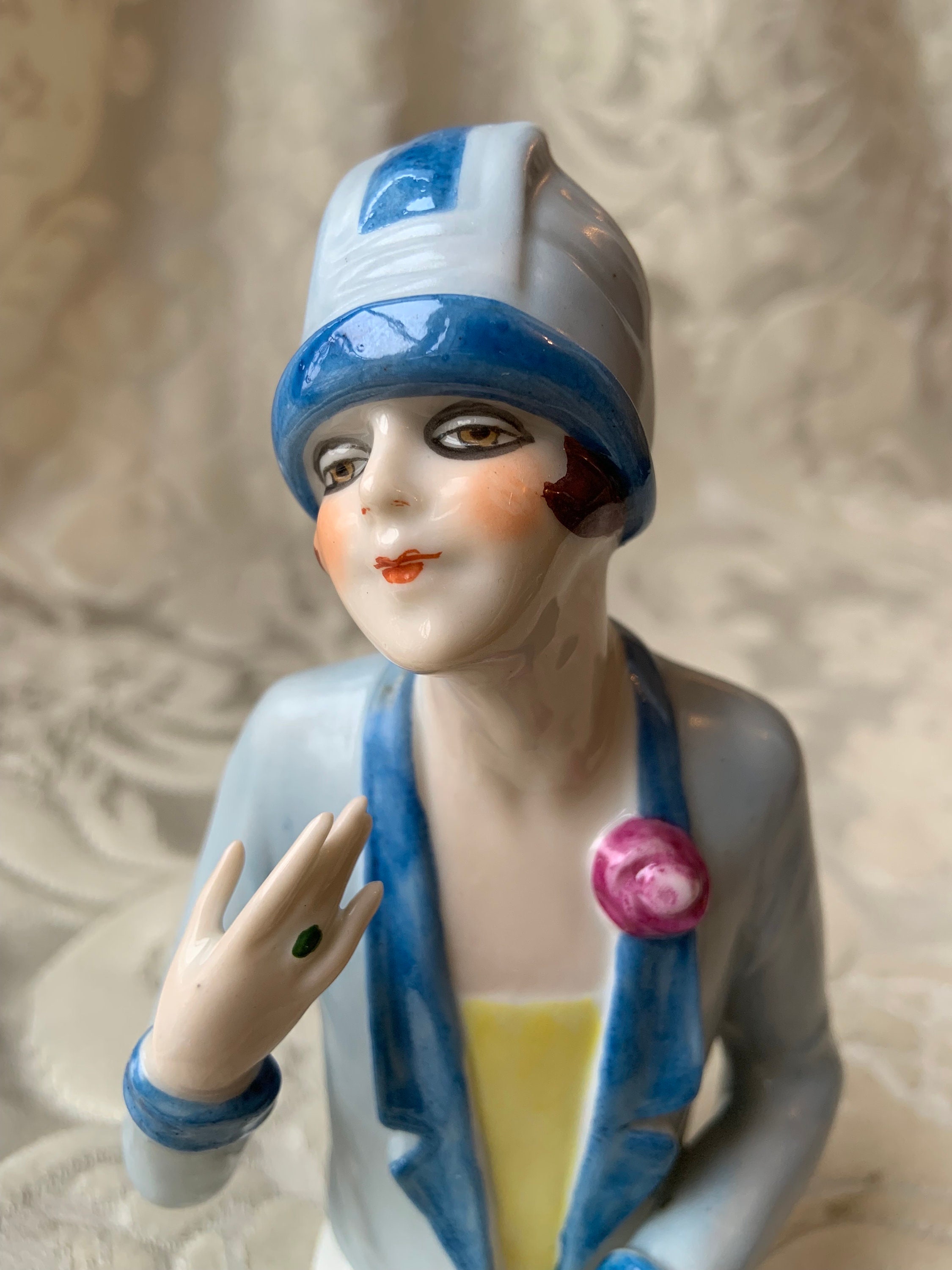 Exceptionnal , Large and Rare Art Deco Flapper Half Doll/demi-figurine ...