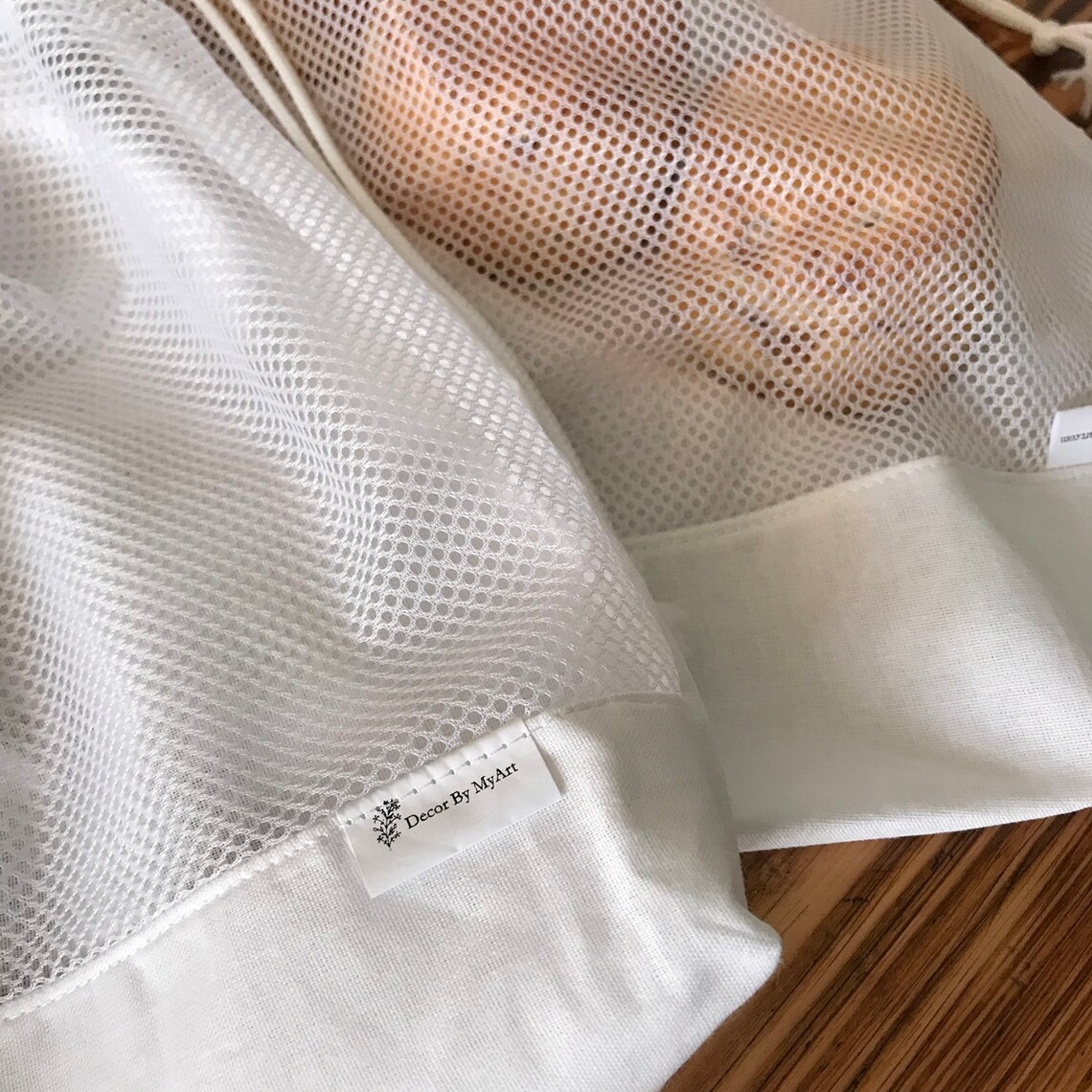2 Cotton Grocery Mesh Drawstring Sack - Set of 2 - Etsy