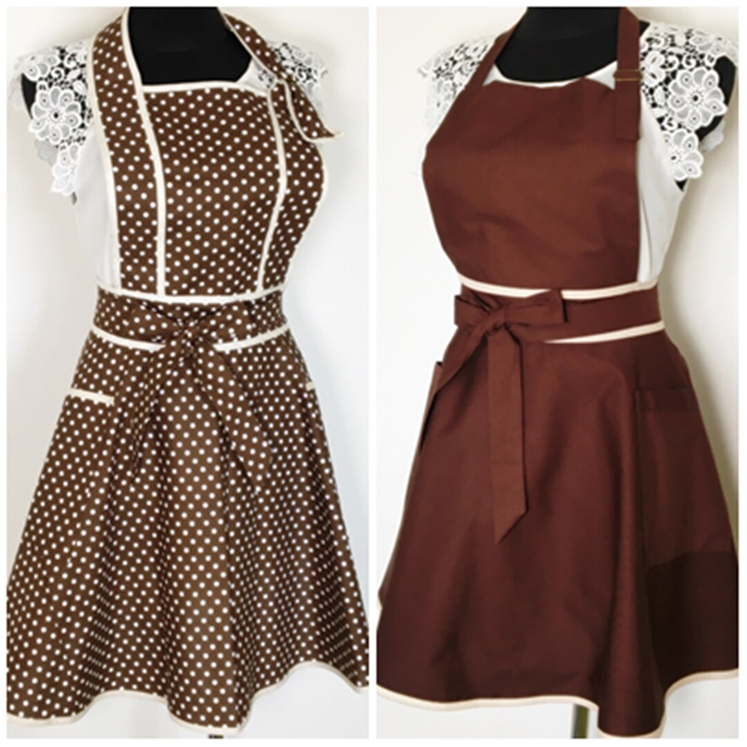 Brown Romantic Apron With Long Bow and Pockets - Etsy