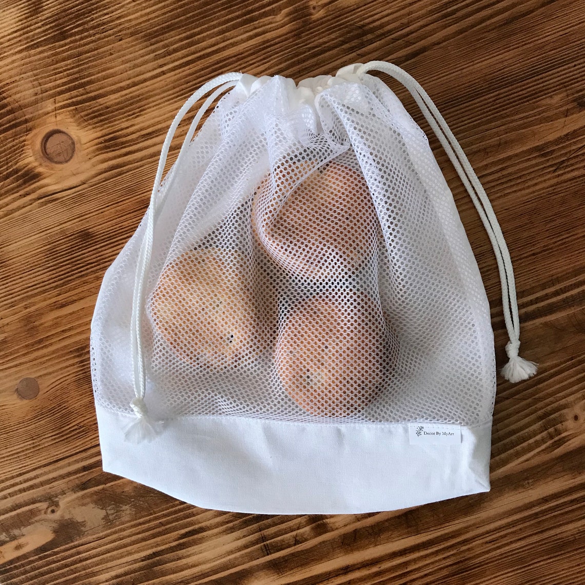 2 Cotton Grocery Mesh Drawstring Sack - Set of 2 - Etsy