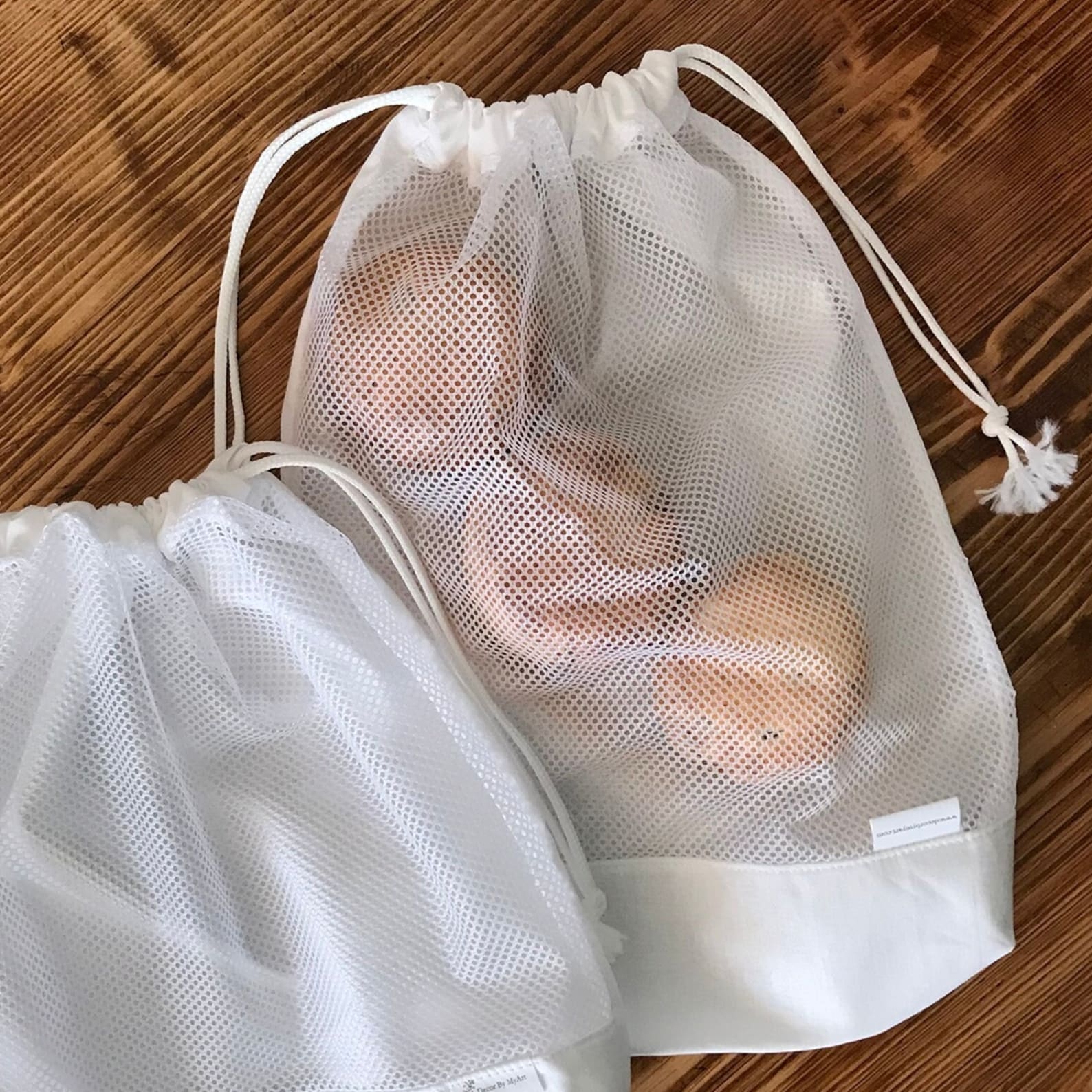 2 Cotton Grocery Mesh Drawstring Sack - Set of 2 - Etsy