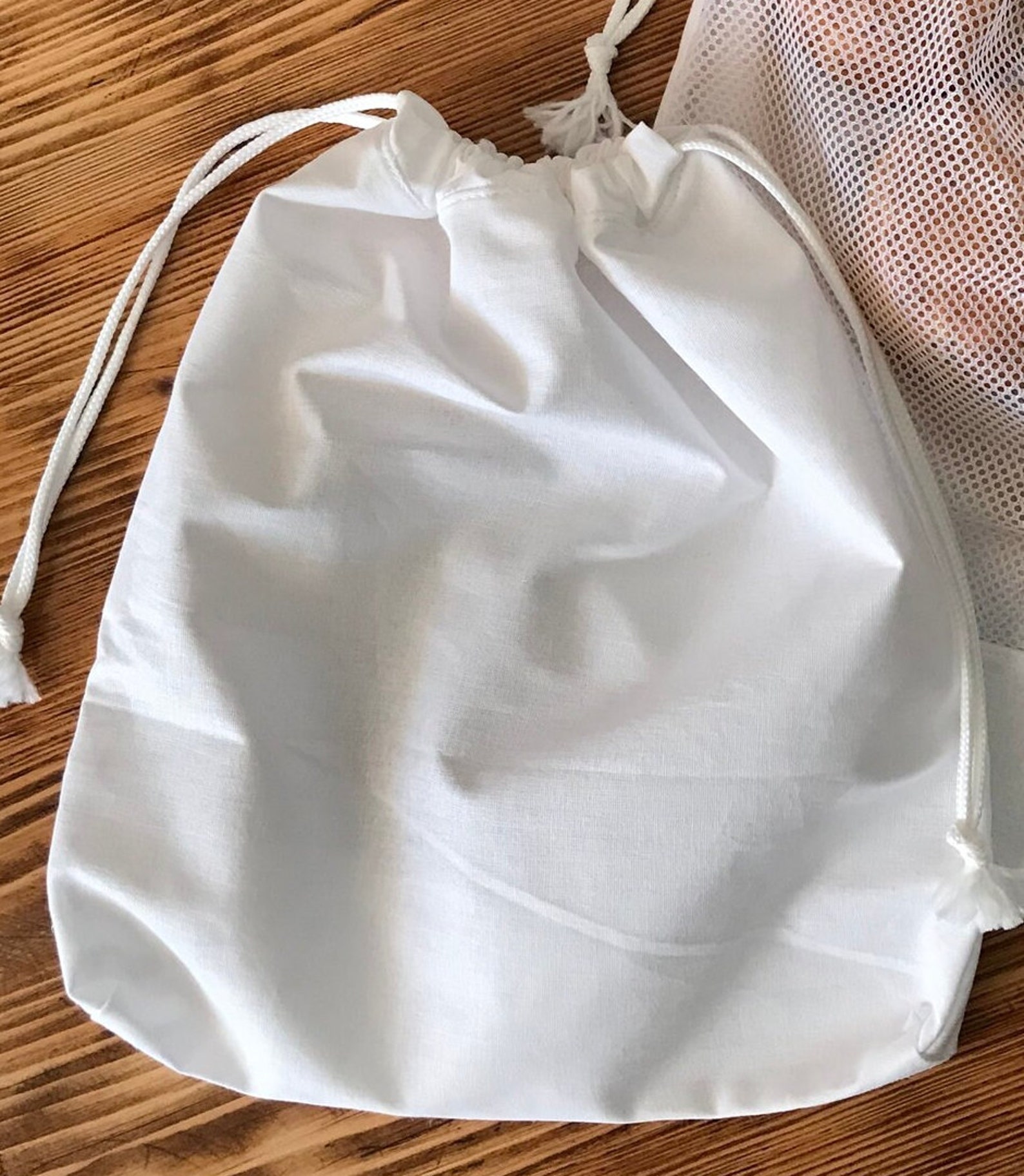 2 Cotton Grocery Mesh Drawstring Sack - Set of 2 - Etsy
