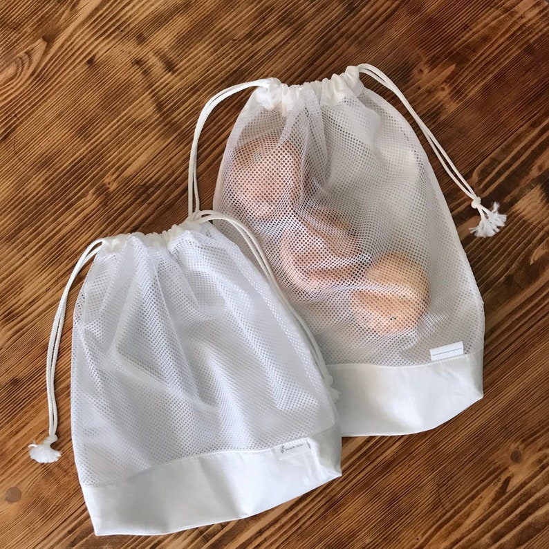 2 Cotton Grocery Mesh Drawstring Sack - Set of 2 - Etsy