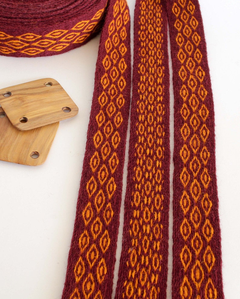 Tablet woven wool trim. Viking reenactment medieval | Etsy