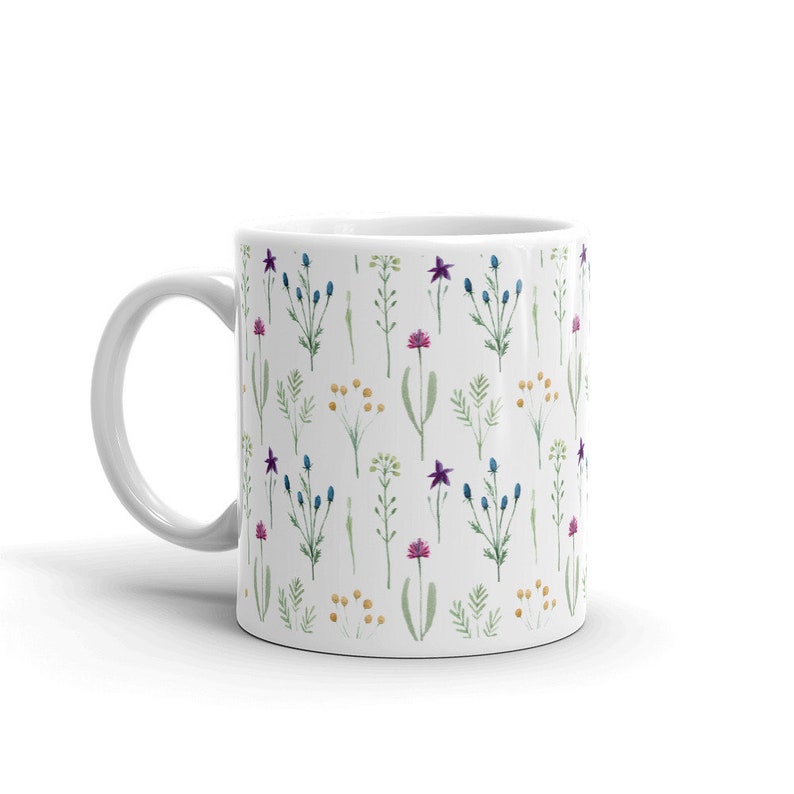 Mugs Spring Flowers. Water Color Flowers Design Coffee Mugs. Ceramic ...
