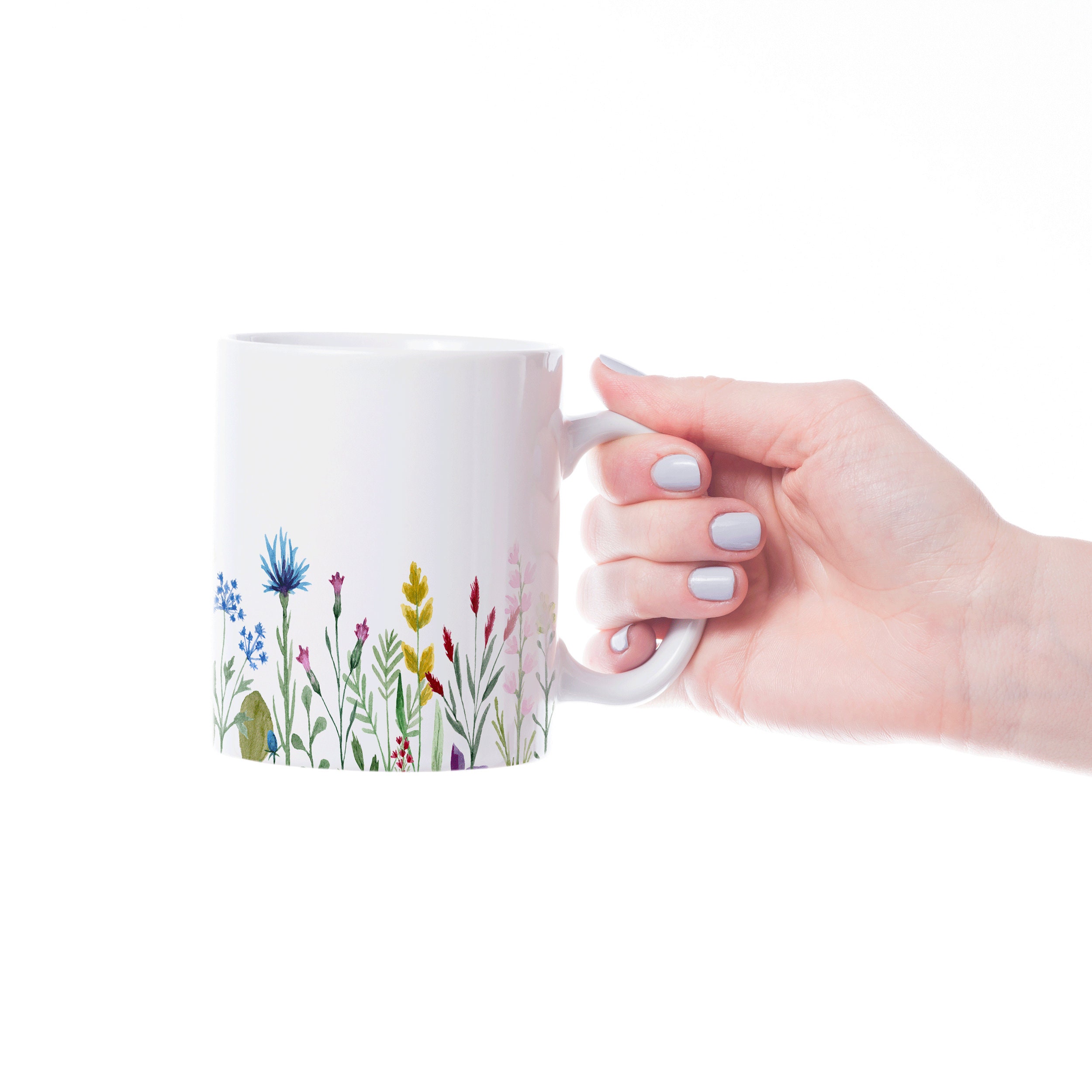 Mugs Spring Flowers. Water Color Flowers Design Coffee Mugs. Ceramic ...