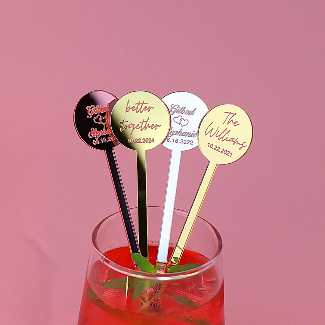 Personalized Wedding Drink Stirrers: 50 Pcs, Custom Disposable Party ...