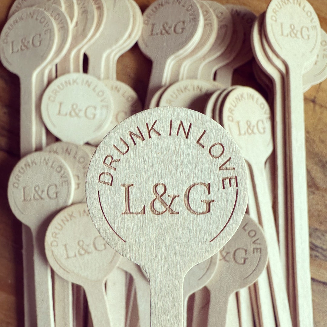 100 Customized Wood Drink Stirrers for Wedding Parties Personalized ...