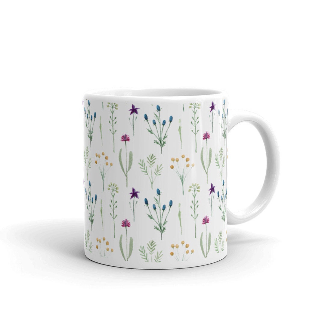 Mugs Spring Flowers. Water Color Flowers Design Coffee Mugs. Ceramic ...