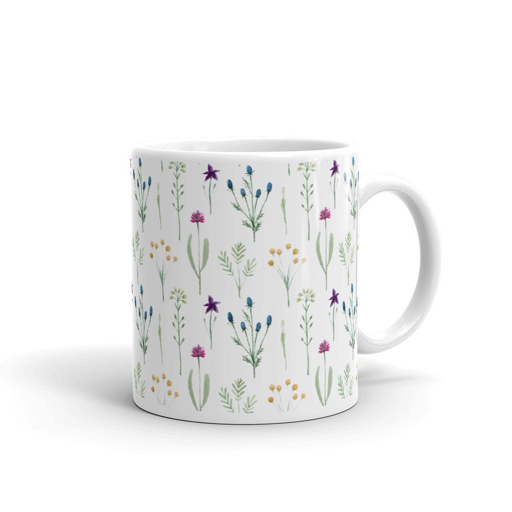 Mugs Spring Flowers. Water Color Flowers Design Coffee Mugs. Ceramic ...