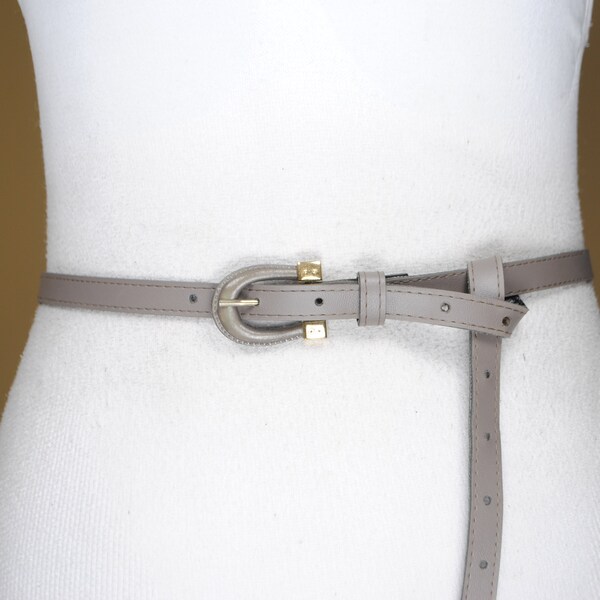 Gray Leather Belt - Etsy