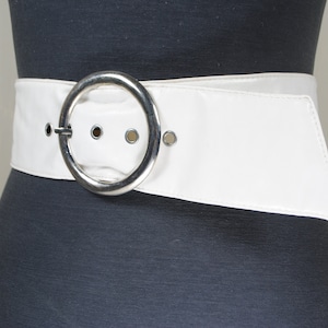 Wide White Cinch Belt: Adjustable Silver Buckle Waist Fashion Belt - Etsy