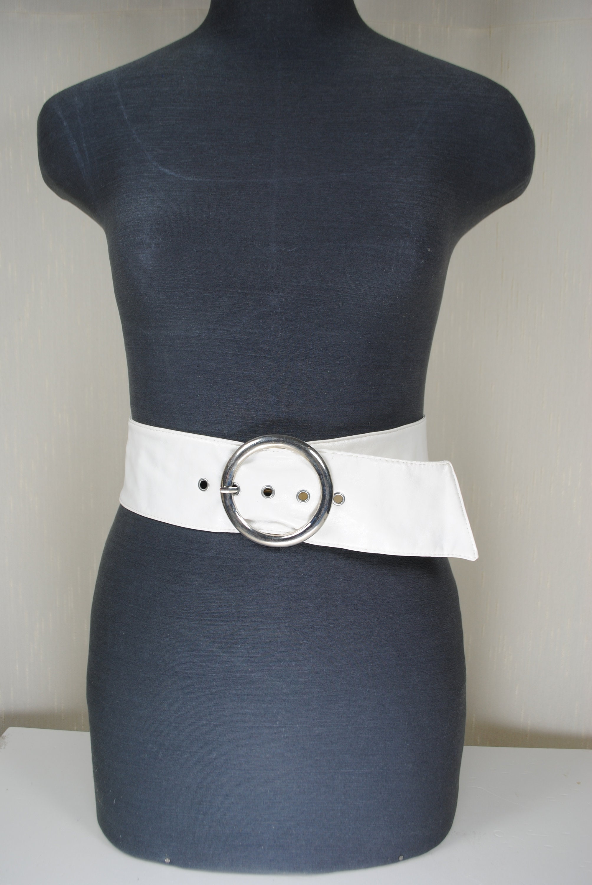 Wide White Cinch Belt: Adjustable Silver Buckle Waist Fashion Belt - Etsy