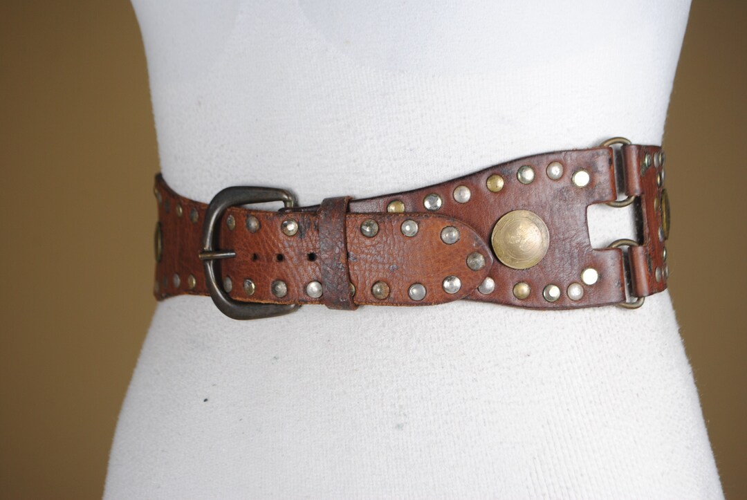 Coin Leather Belt, Wide Brown Leather Belt for Women With Pfennig ...