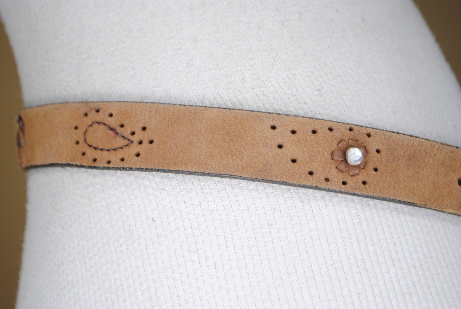 Beige Paisley Ornament Belt Tan Brown Skinny Embroidered Belt - Etsy