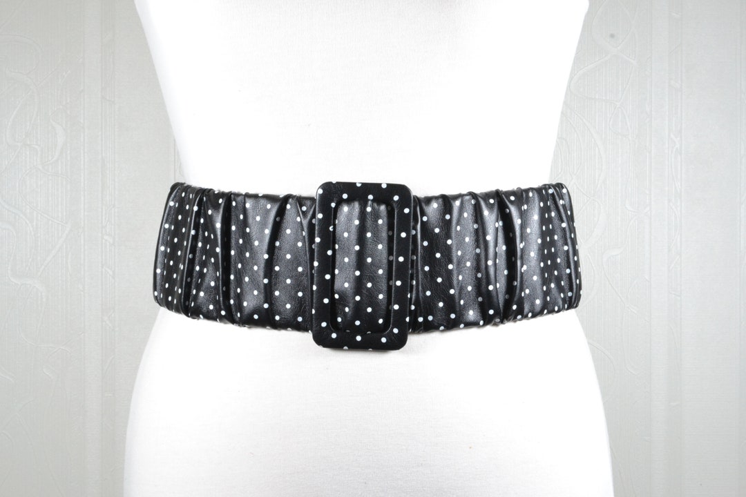 Black White Polka Dot Stretchy Belt, Wide Polka Dot Belt, Pin up Belt ...