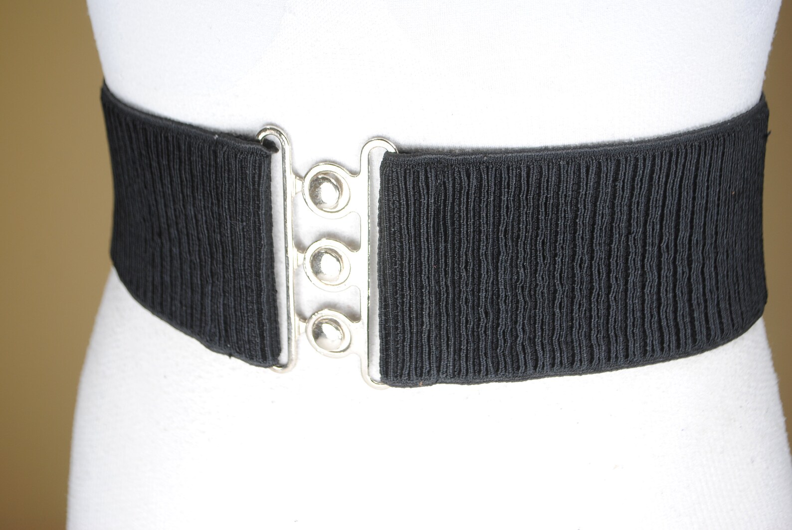 Black Elastic Corset Belt: Wide Textured Stretch Waist Belt - Etsy