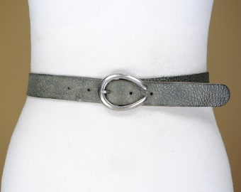 Gray Leather Belt - Etsy