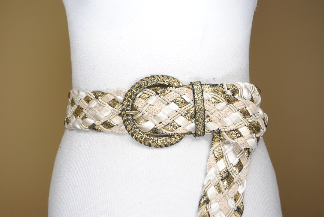 Wide Gold Belt Metallic Braided Belt Totally Adjustable No Notches - Etsy
