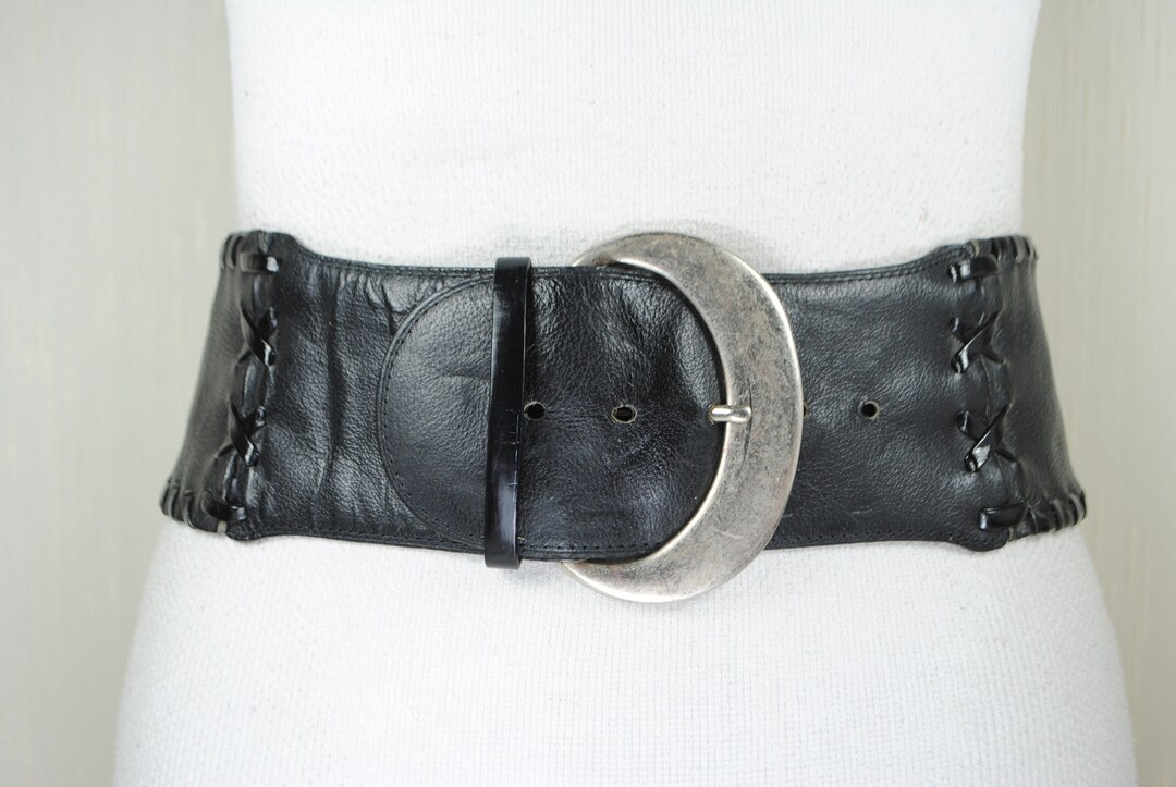 Wide Black Corset Leather Belt for Women, Black Larp Belt, Extra Wide ...