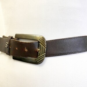 1970s Brown Leather Belt for Women With Brass Buckle - Etsy