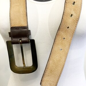 1970s Brown Leather Belt for Women With Brass Buckle - Etsy