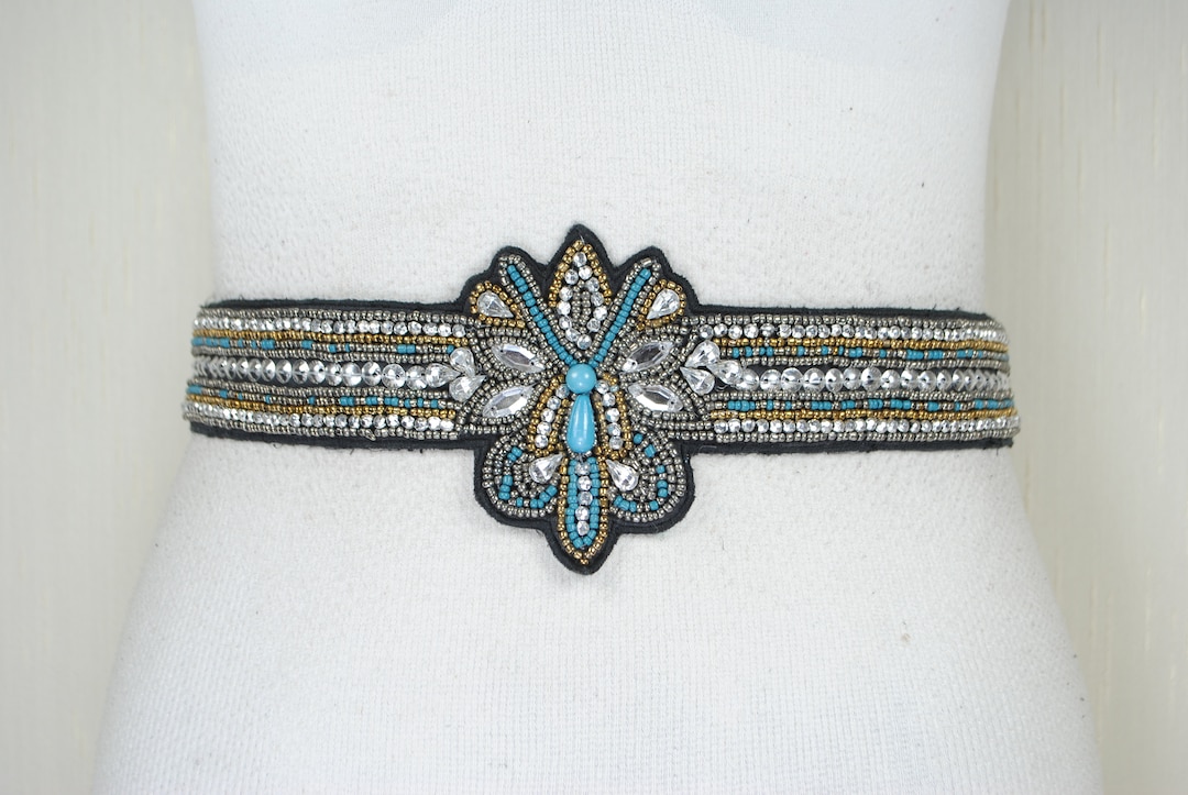 Silver Turquoise Beaded Belt, Cosplay Waist Belt, Princess Waist Belt ...