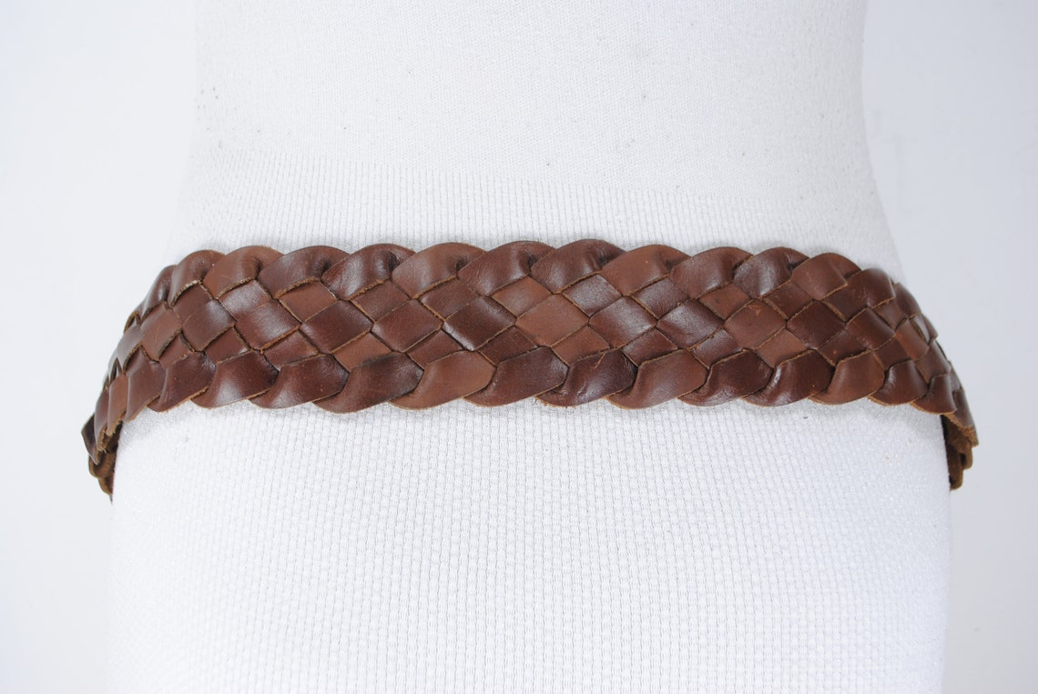 3841 Wide Brown Woven Tan Leather Belt for Women | Etsy
